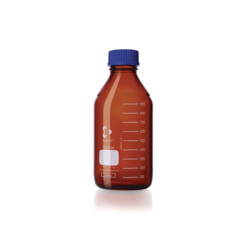 DWK DURAN Laboratory Bottle, 1000 mL, Amber Glass, GL45, with Cap and ...