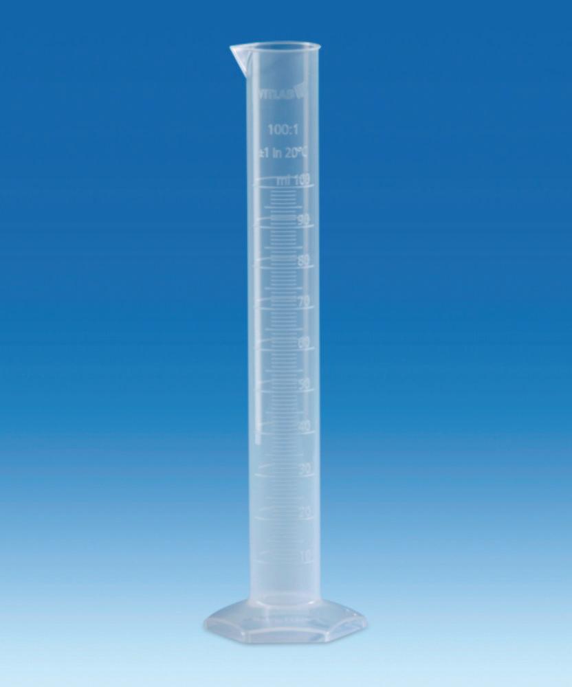 VITLAB Measuring Cylinder 500 ml, PP, Tall Form, Class B, Moulded Graduation | LabFriend India